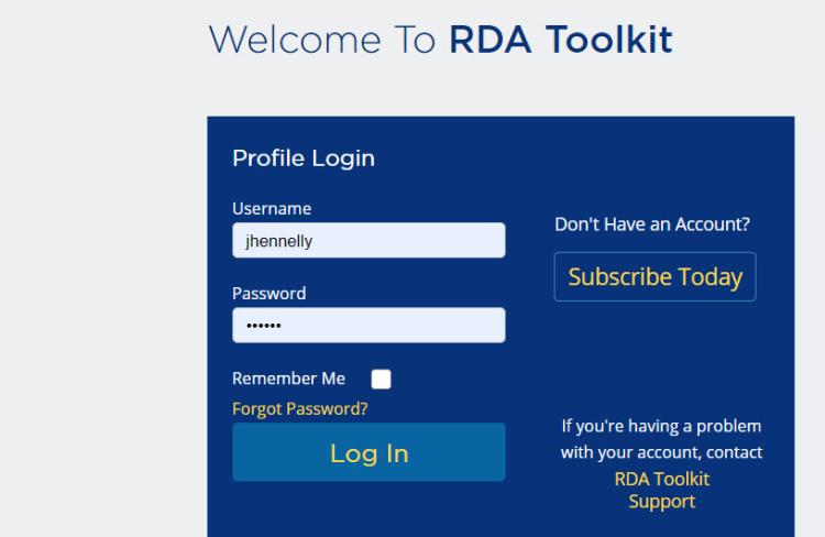 A Few Reminders about Logging into RDA Toolkit | ALA RDA Toolkit